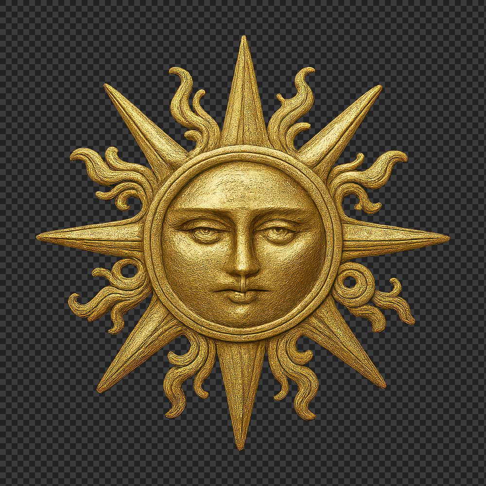PNG Golden sun face illustration | Free PNG - rawpixel