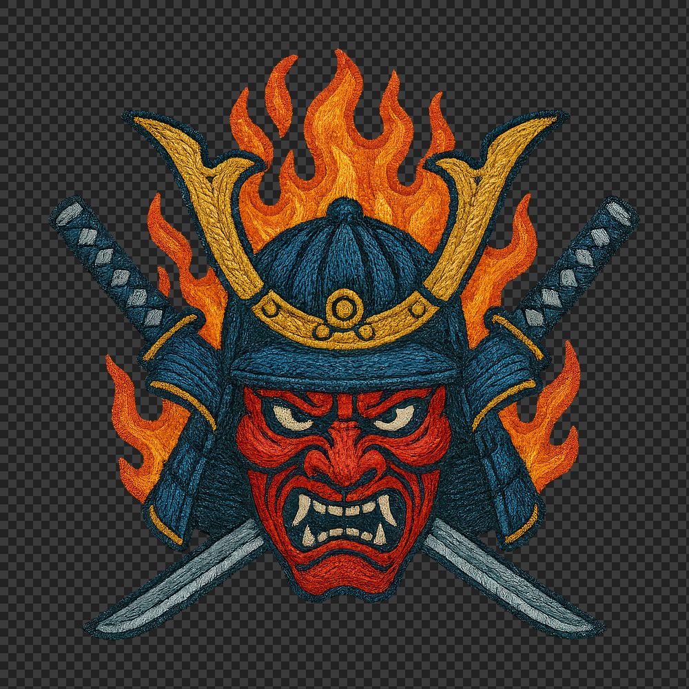 PNG Fiery samurai mask emblem | Free PNG - rawpixel