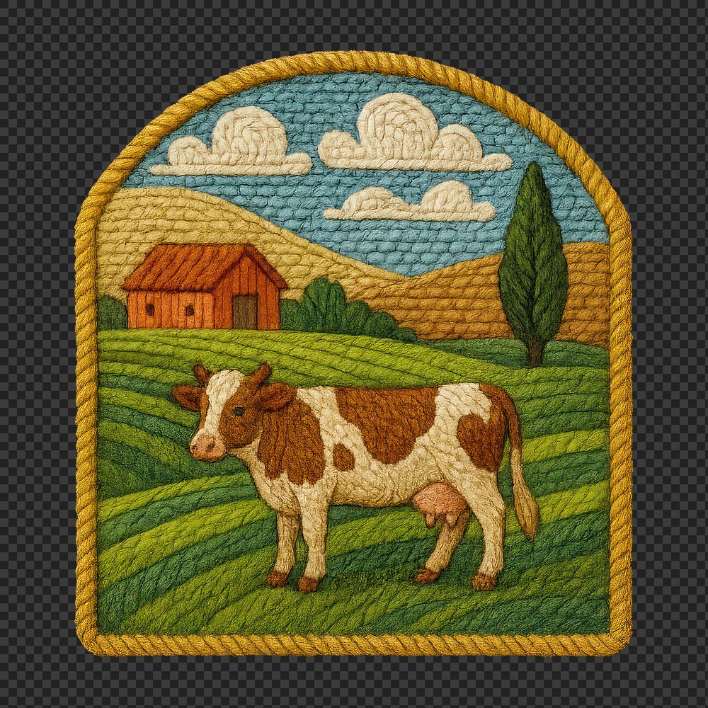 PNG Embroidered pastoral cow patch | Free PNG - rawpixel