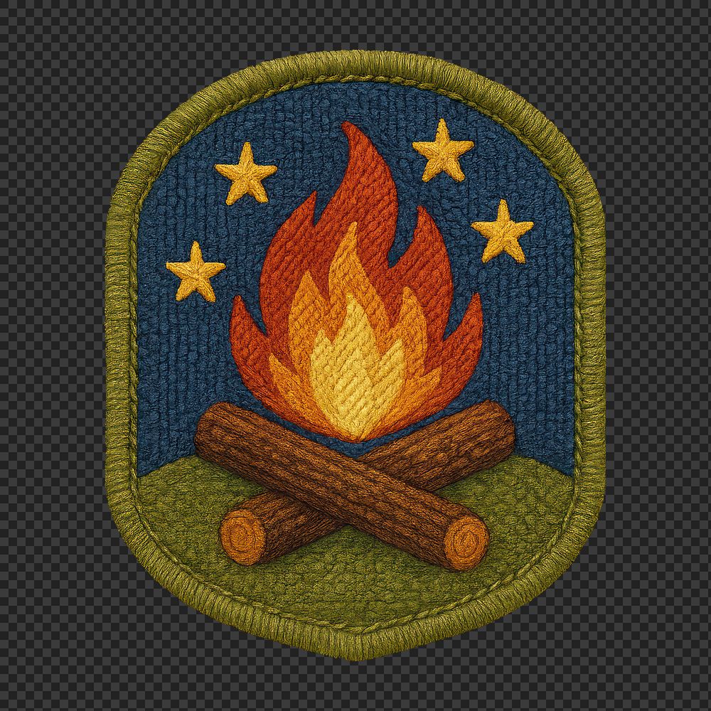 PNG Embroidered campfire badge design | Free PNG - rawpixel