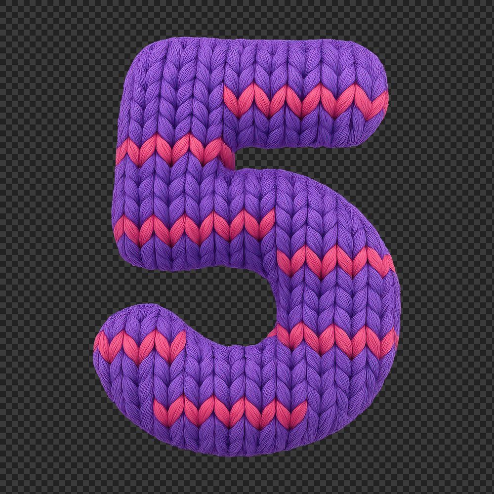 PNG Knitted purple number five | Free PNG - rawpixel