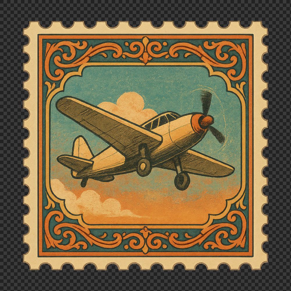 PNG Vintage airplane postage stamp | Free PNG - rawpixel