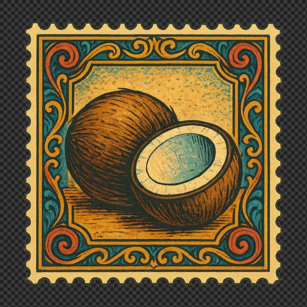 PNG Vintage coconut stamp illustration | Free PNG - rawpixel