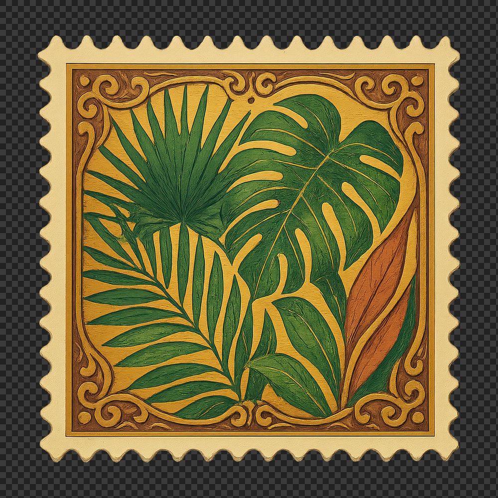PNG Vintage botanical postage stamp | Free PNG - rawpixel