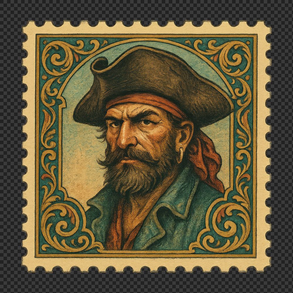 PNG Vintage pirate postage stamp | Free PNG - rawpixel