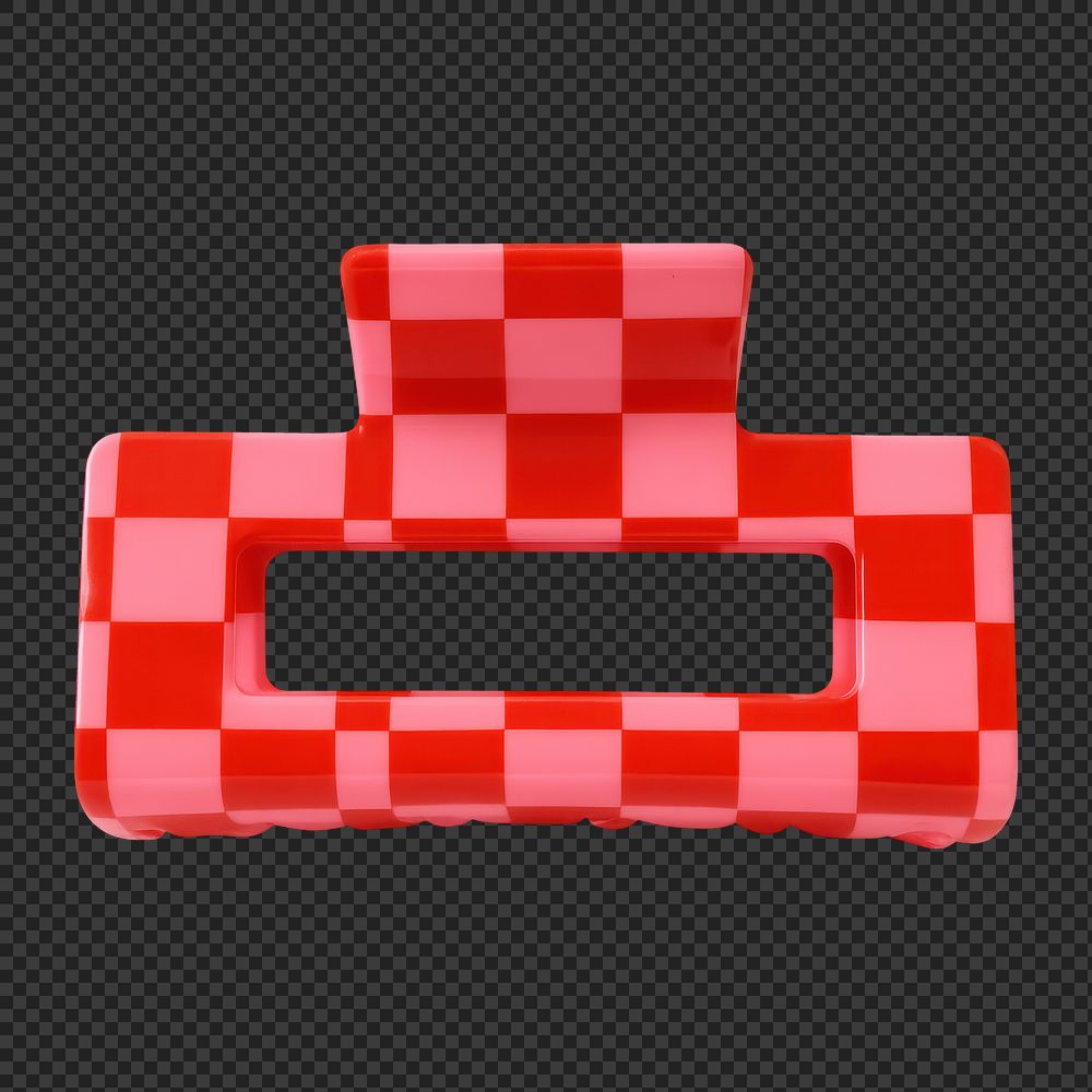 PNG Red checkered hair clip | Free PNG - rawpixel