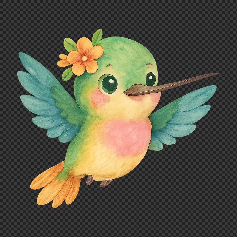 PNG Colorful whimsical hummingbird illustration | Free PNG - rawpixel