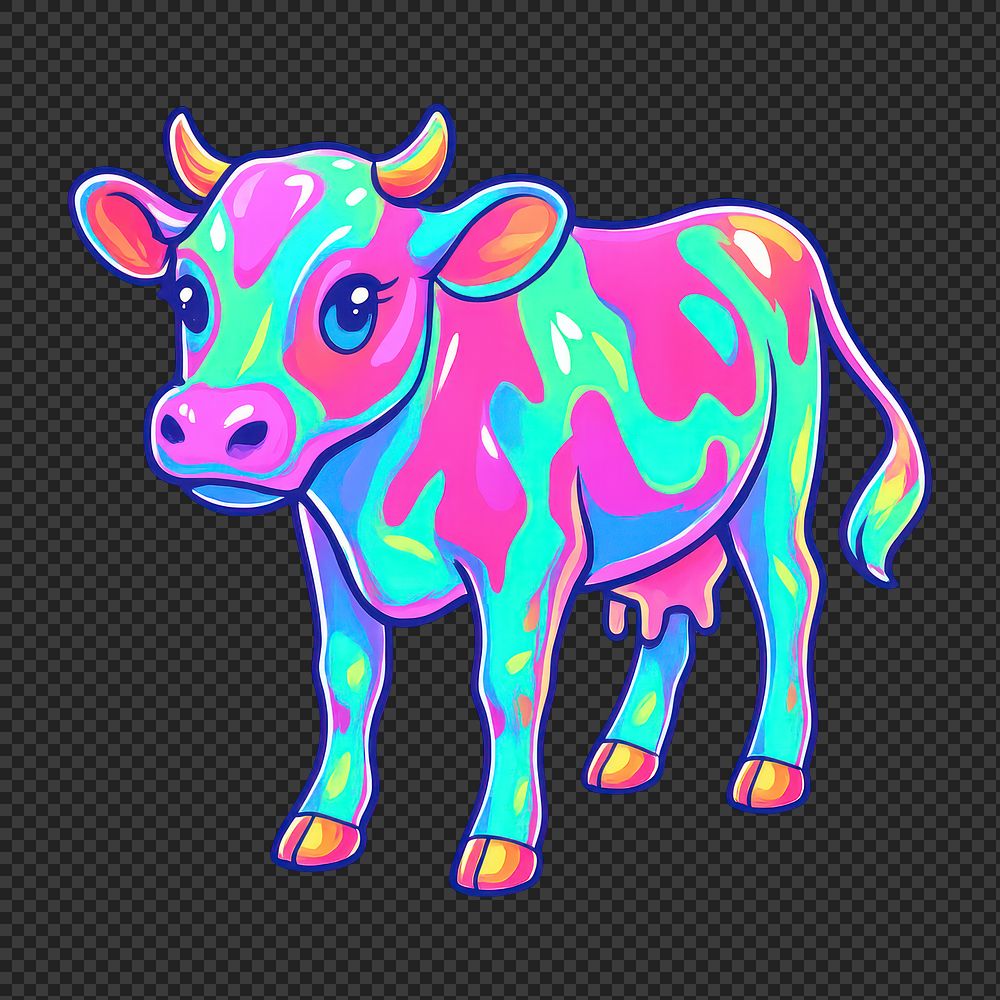 PNG Colorful psychedelic cow illustration | Free PNG - rawpixel