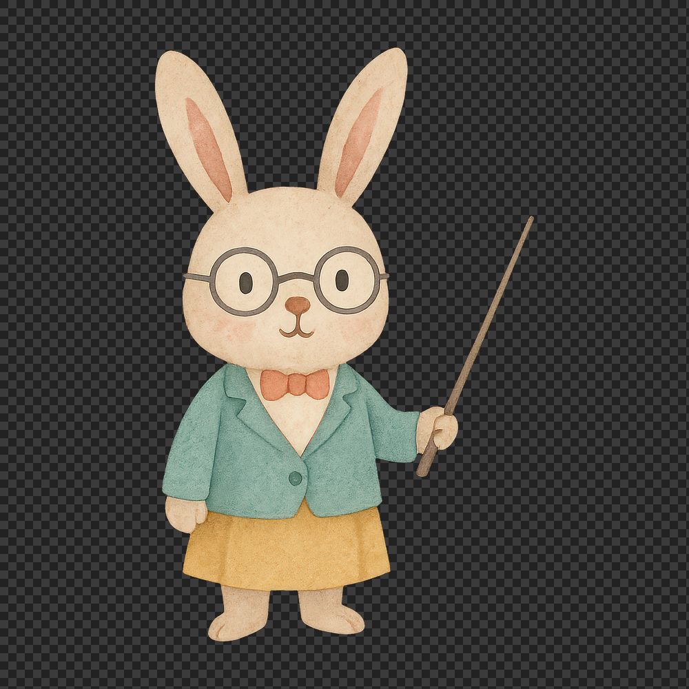 PNG Cute rabbit teacher illustration | Free PNG - rawpixel