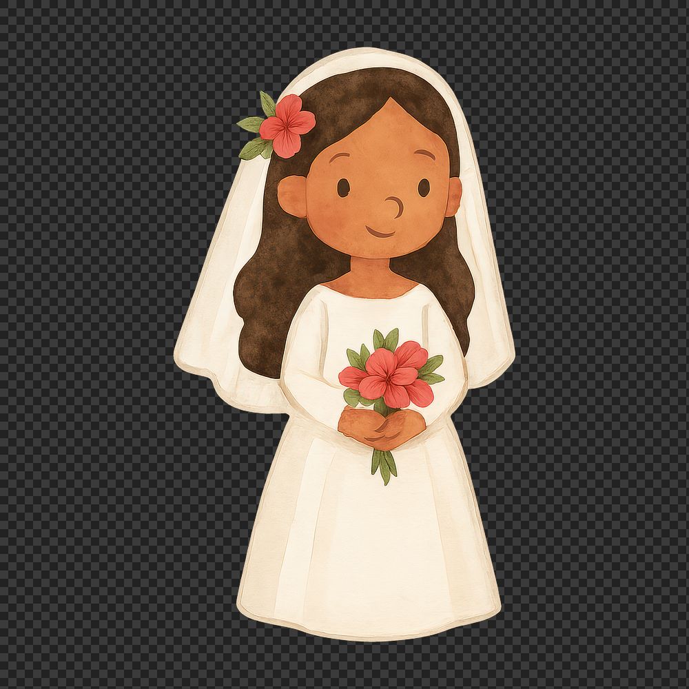 PNG Cute bride cartoon illustration | Free PNG - rawpixel