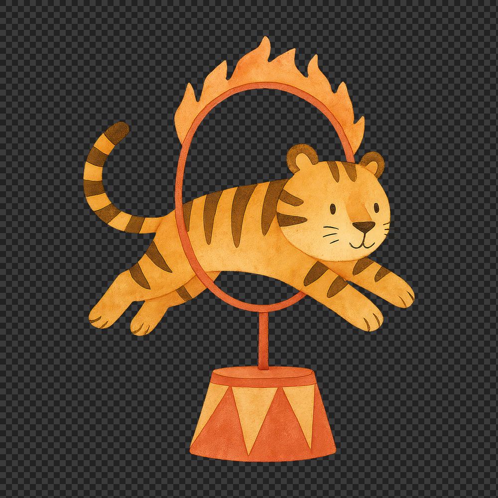 PNG Circus tiger jumping fire | Free PNG - rawpixel