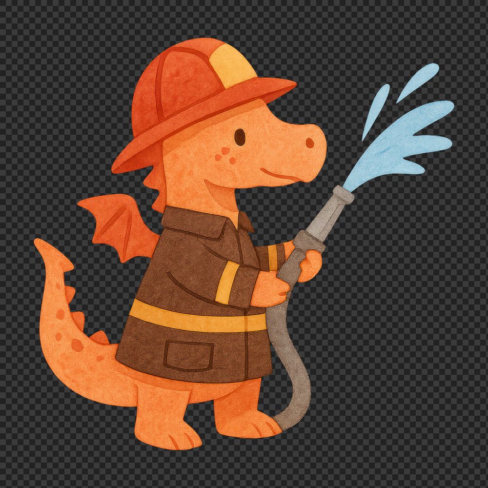 PNG Cute dragon firefighter illustration | Free PNG - rawpixel