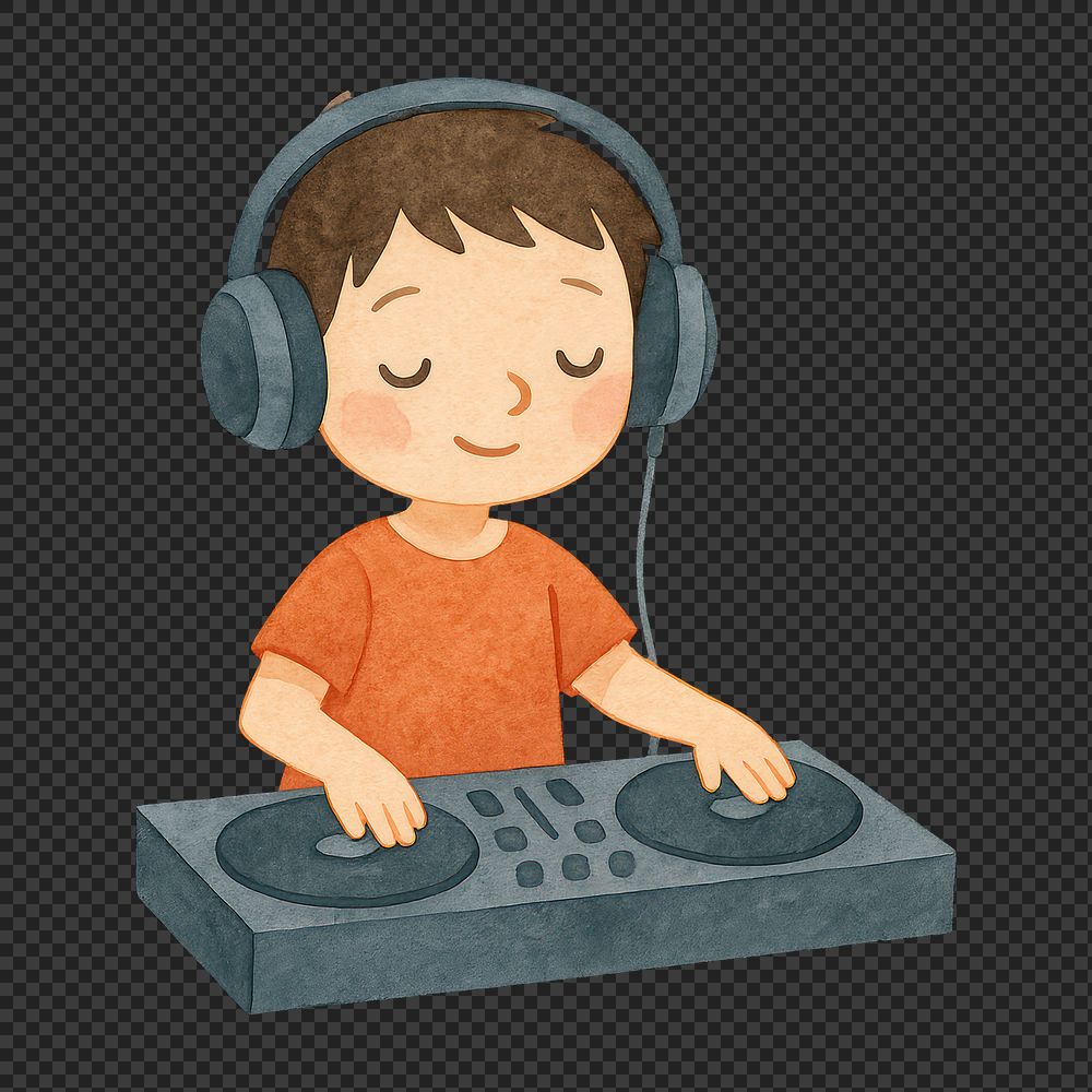 PNG Child DJ cartoon illustration | Free PNG - rawpixel