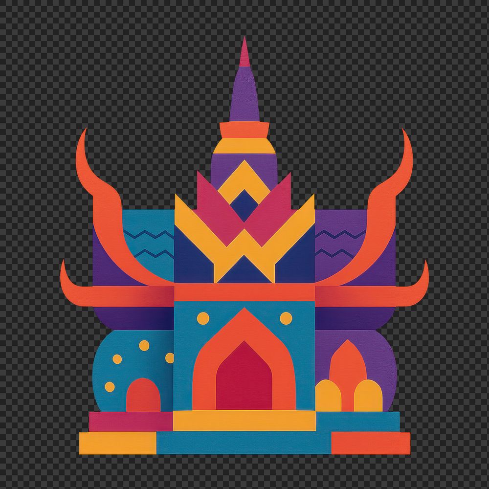 PNG Colorful geometric temple illustration | Free PNG - rawpixel