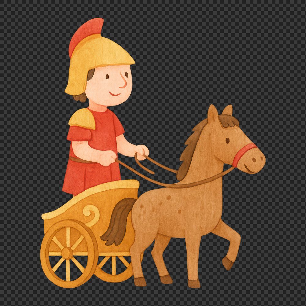 PNG Cute Roman chariot cartoon | Free PNG - rawpixel