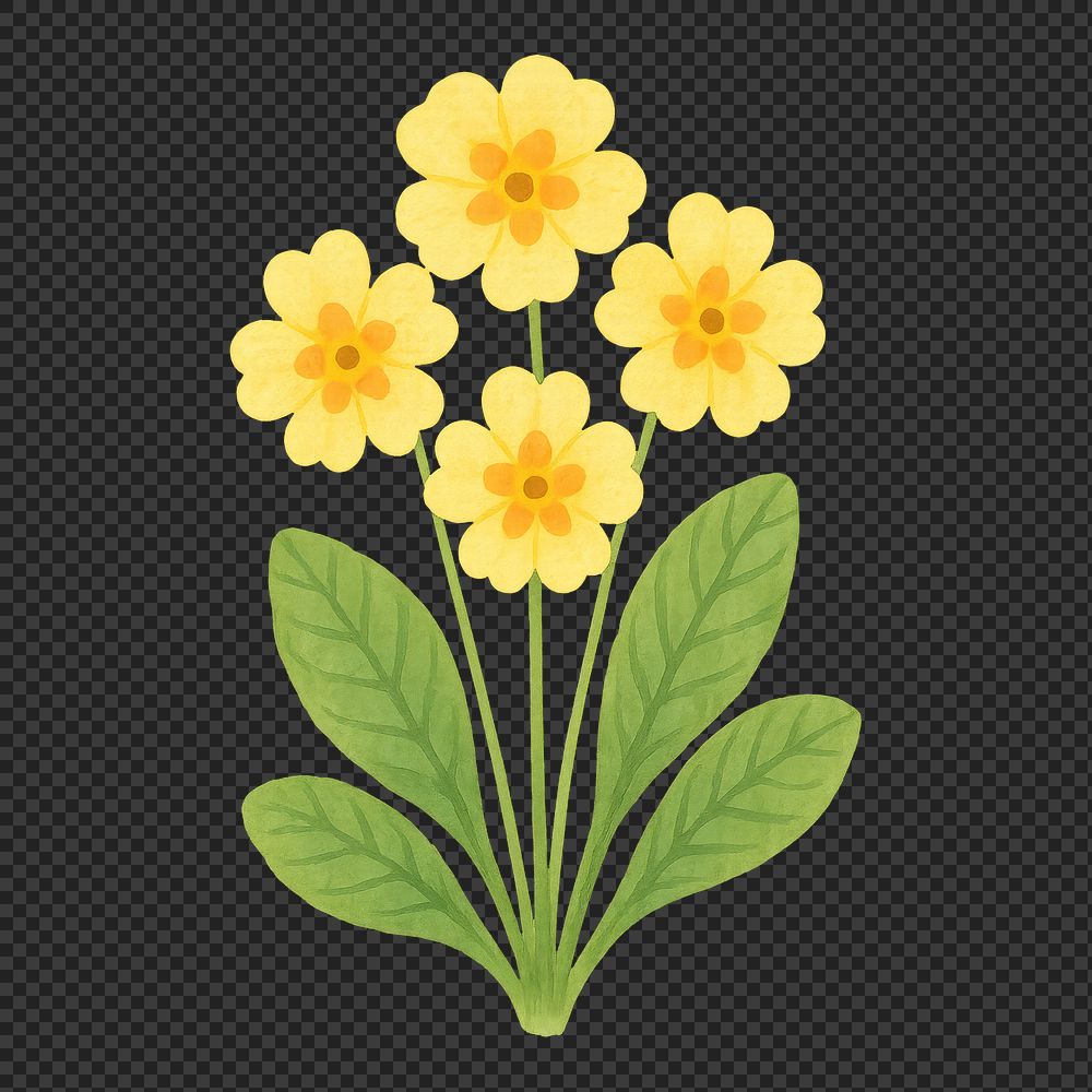 PNG Yellow primrose watercolor illustration | Free PNG - rawpixel