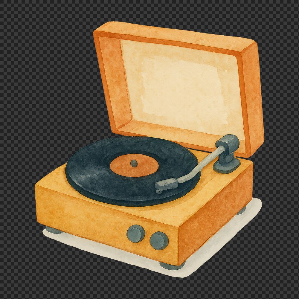 PNG Vintage watercolor record player | Free PNG - rawpixel