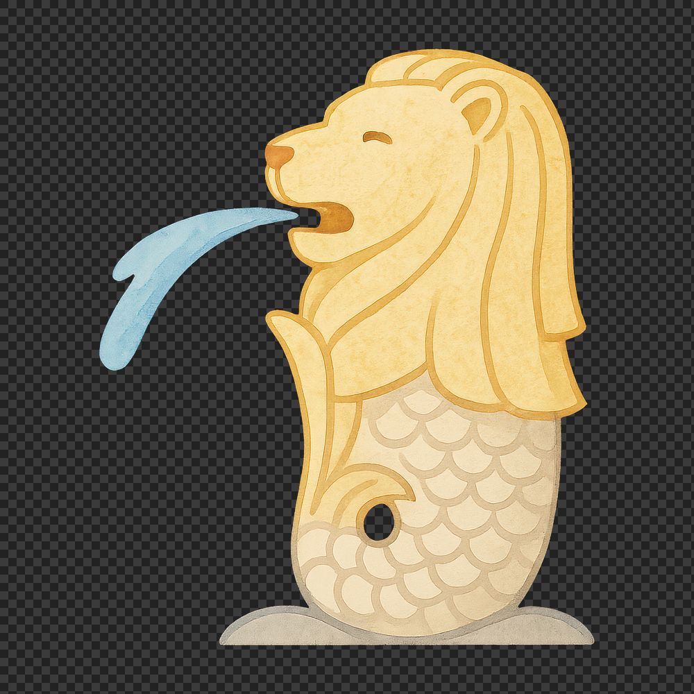 PNG Iconic Merlion illustration art | Free PNG - rawpixel