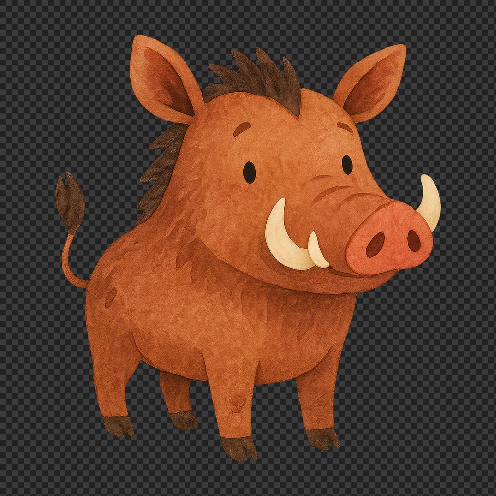 PNG Cute cartoon warthog illustration | Free PNG - rawpixel