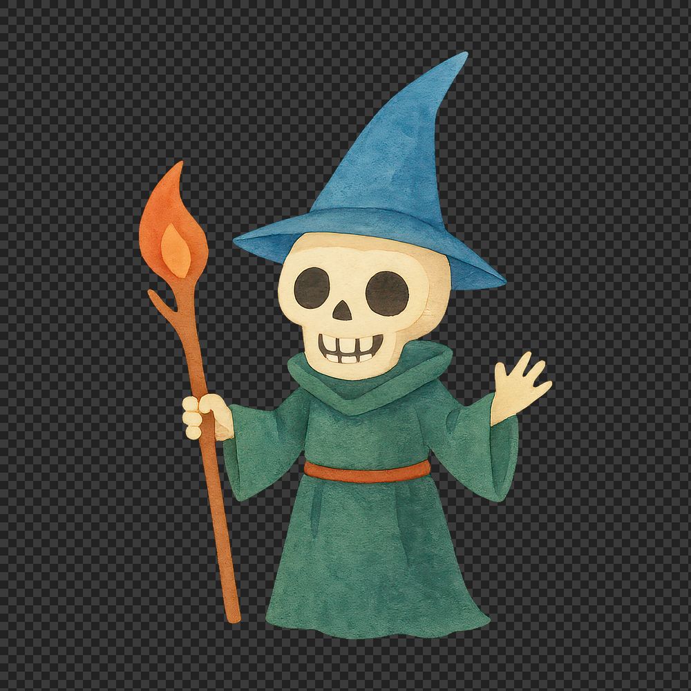 PNG Whimsical skeleton wizard illustration | Free PNG - rawpixel