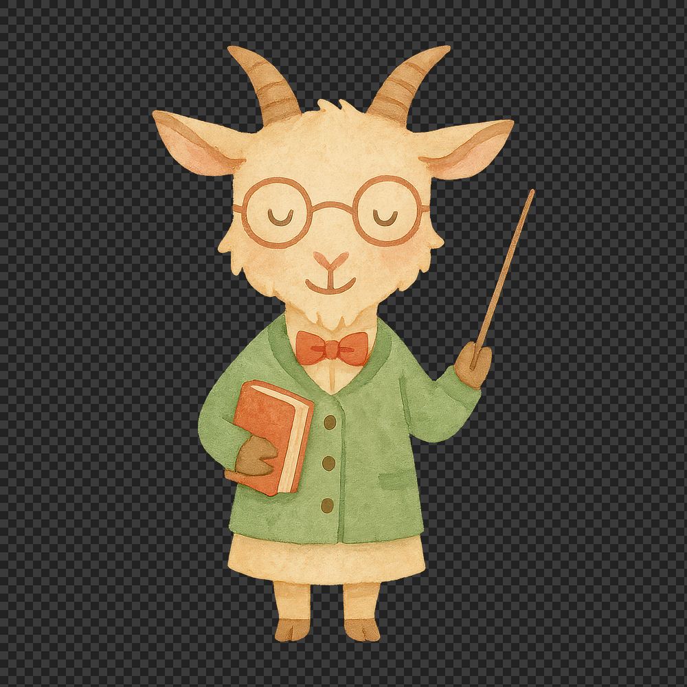 PNG Charming goat teacher illustration | Free PNG - rawpixel