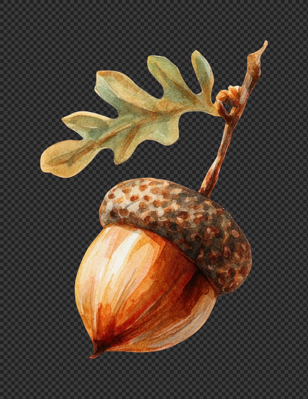 PNG Elegant watercolor acorn illustration | Free PNG - rawpixel