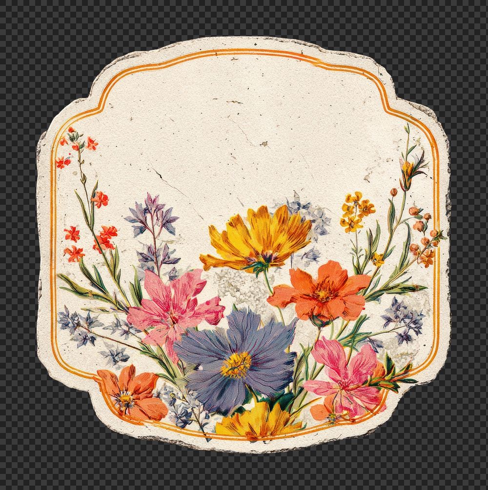 PNG Vintage floral decorative label | Free PNG - rawpixel