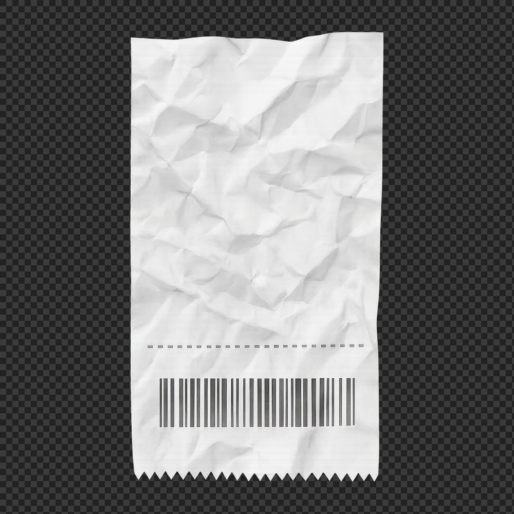 PNG Crumpled paper receipt barcode | Free PNG - rawpixel