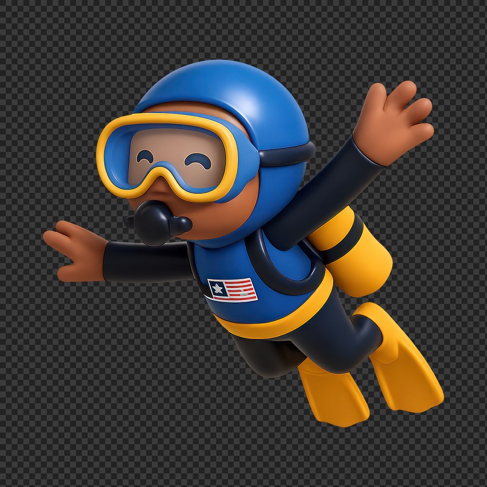 PNG Playful scuba diver character | Free PNG - rawpixel