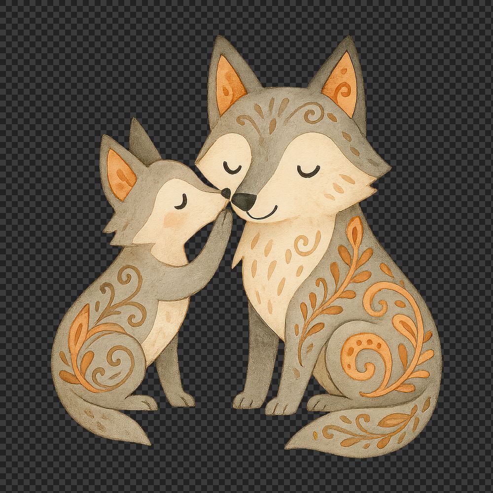 PNG Charming wolf family illustration | Free PNG - rawpixel