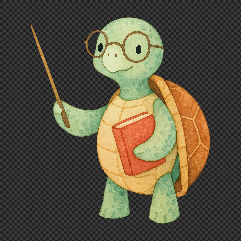 PNG Cute turtle teacher illustration | Free PNG - rawpixel