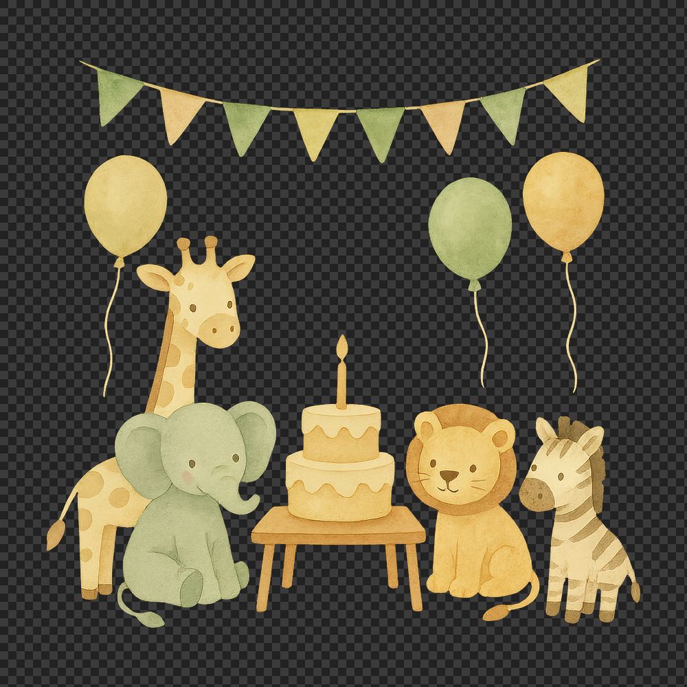 PNG Cute animals celebrate birthday | Premium PNG - rawpixel
