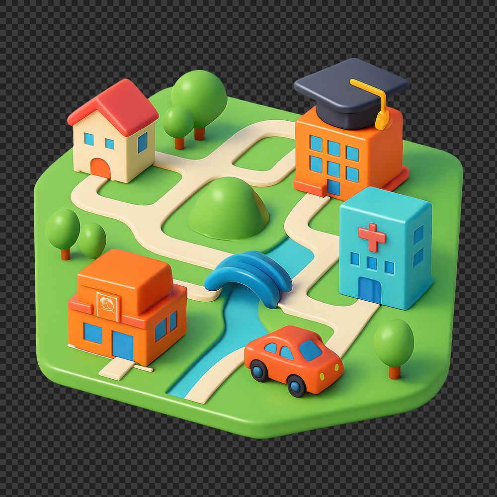 PNG Colorful 3D town map | Free PNG - rawpixel
