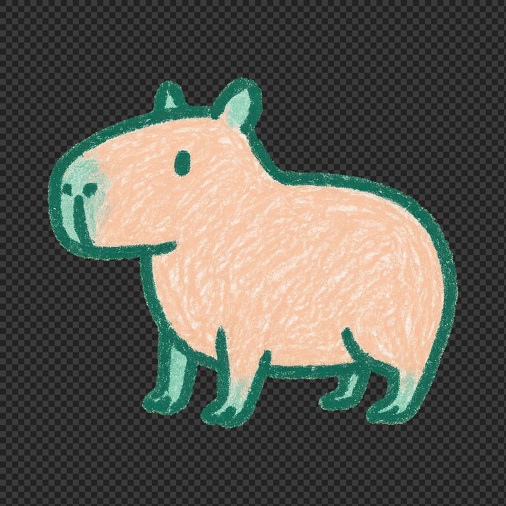 PNG Cute capybara crayon illustration | Free PNG Illustration - rawpixel