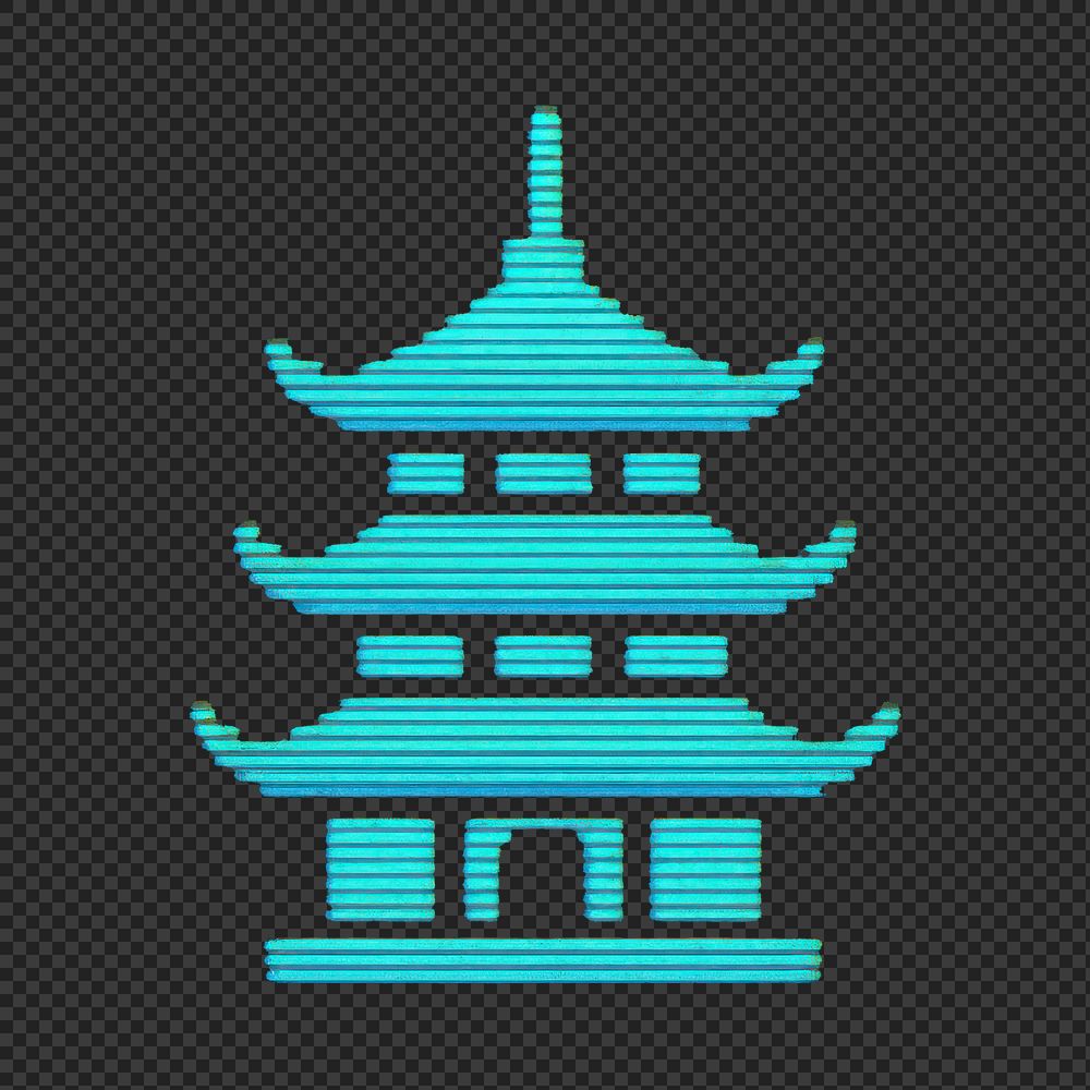 PNG Neon blue pagoda illustration | Free PNG - rawpixel