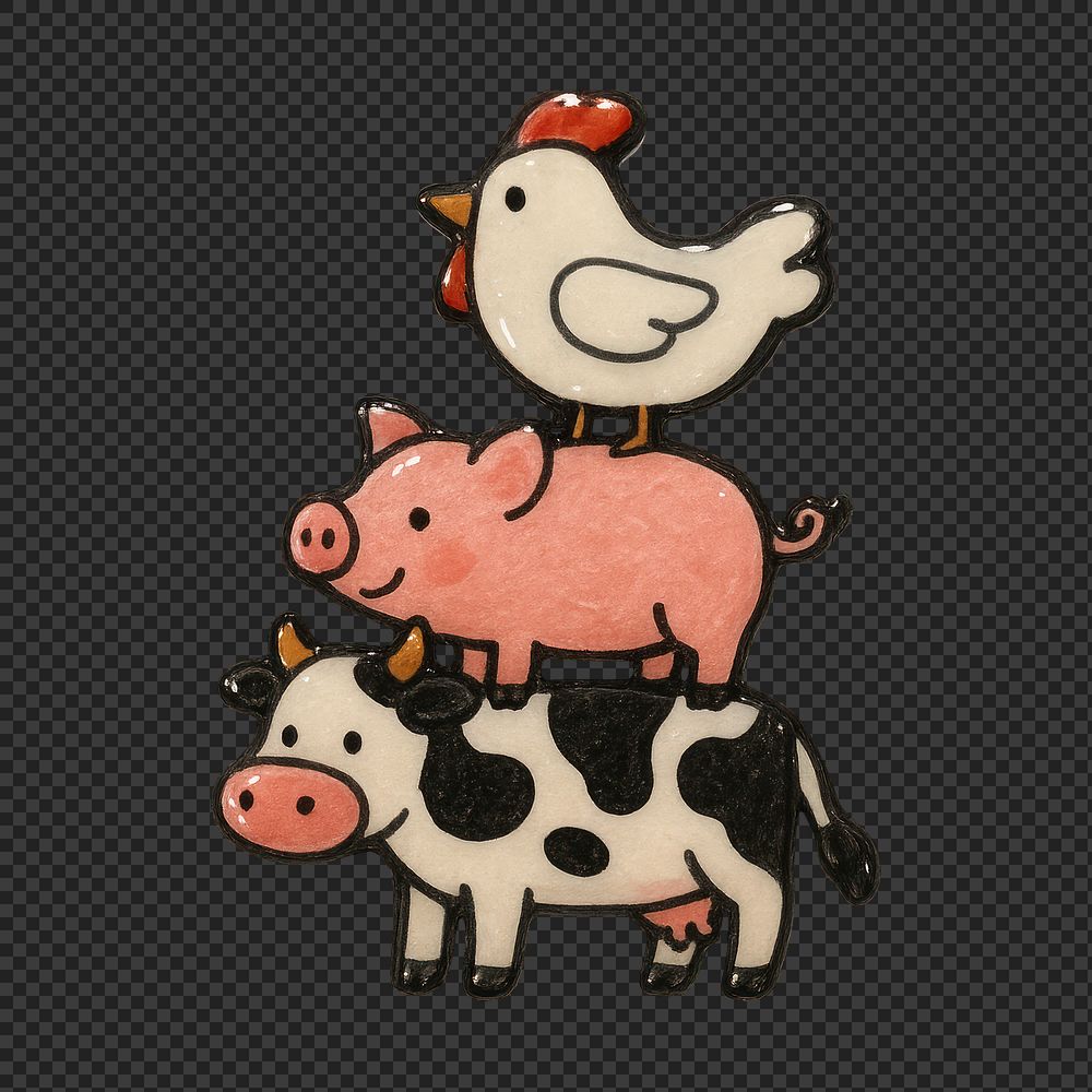 Pig+cow+chicken PNG Images | Free Photos, PNG Stickers, Wallpapers ...