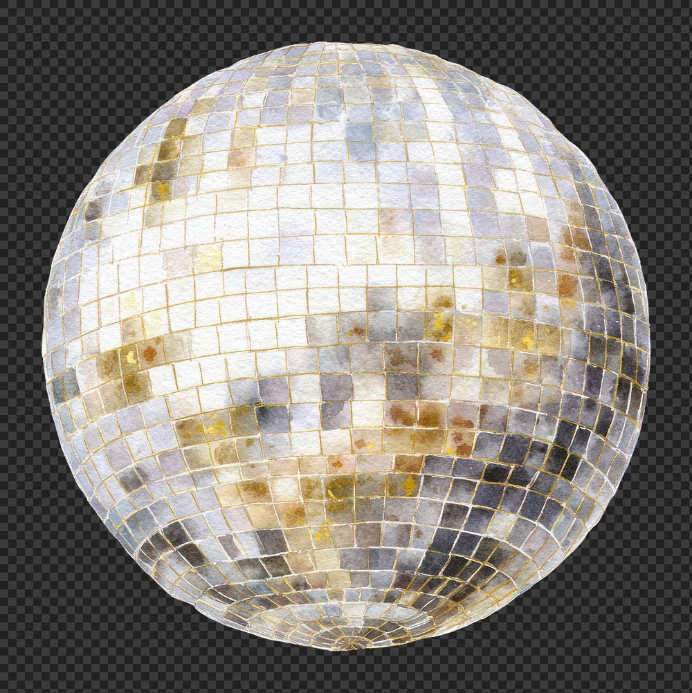 PNG Vintage watercolor disco ball | Free PNG - rawpixel