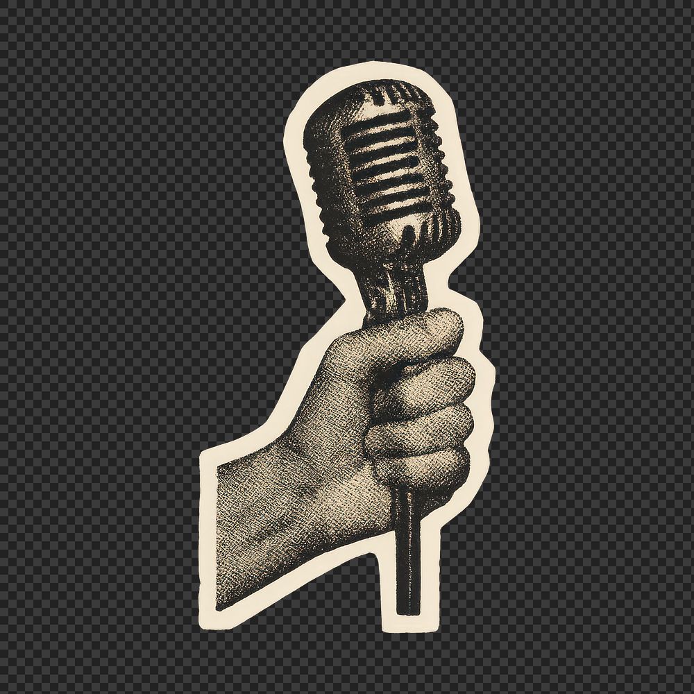 PNG Vintage microphone hand illustration | Free PNG - rawpixel