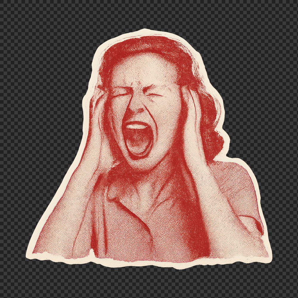 PNG Vintage distressed screaming woman | Free PNG - rawpixel