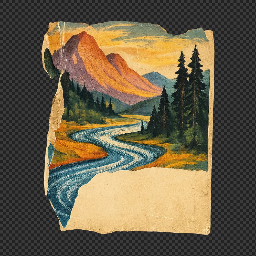 Vintage River Landscape Shadow Art Images | Free Photos, PNG Stickers ...