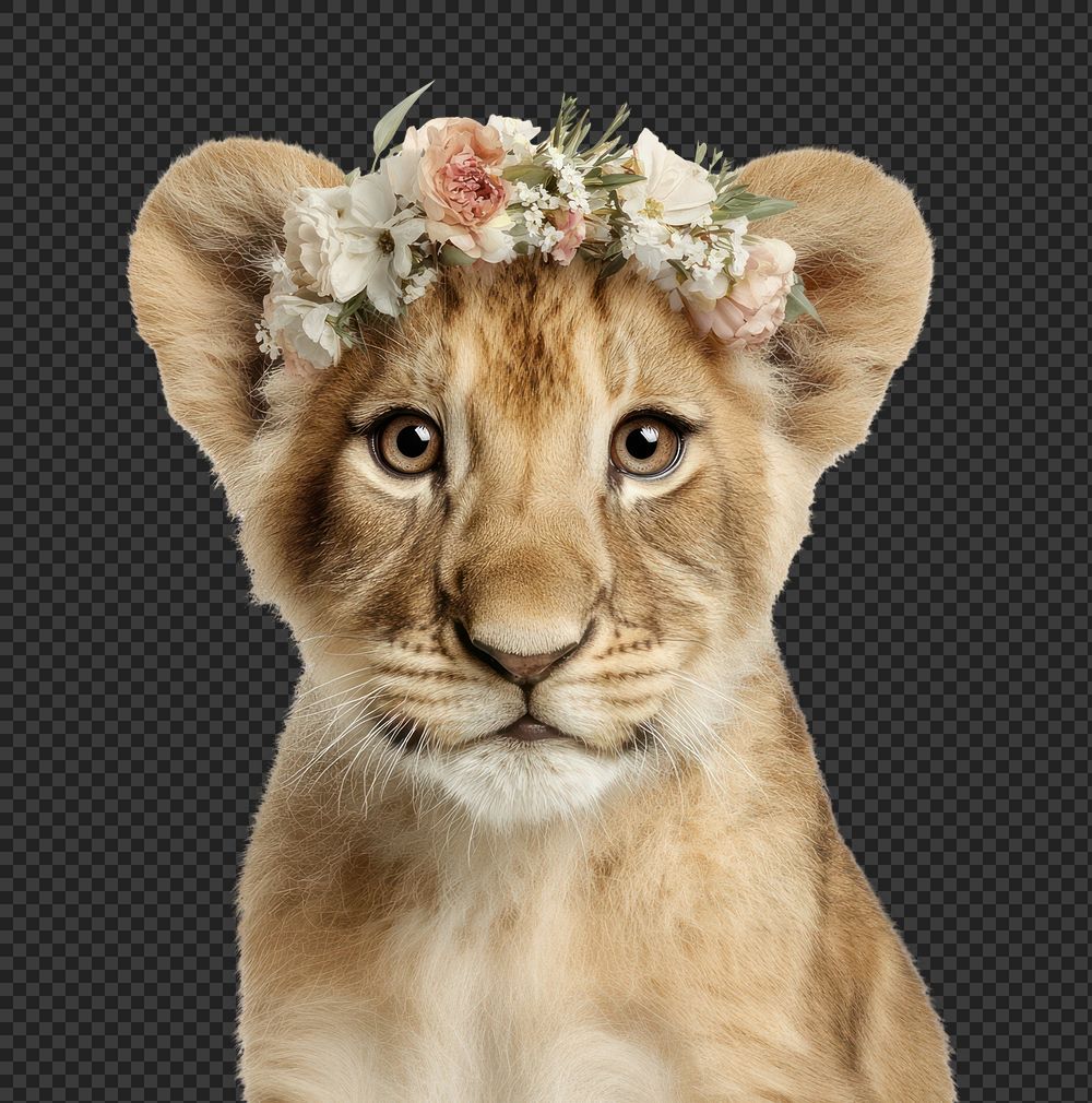 Lion+and+flowers Animal Cute Images | Free Photos, PNG Stickers ...