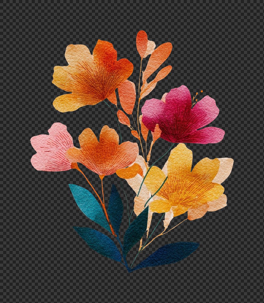 Nature Creative Flowers Leaves Botanical Transparent Images | Free ...