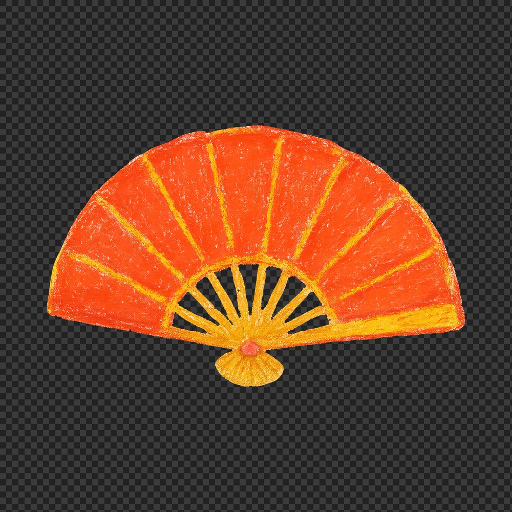 PNG Vibrant hand-painted orange fan | Free PNG - rawpixel