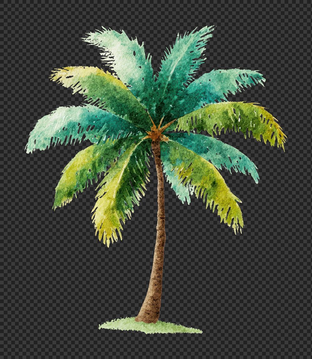 Cute Watercolor Trees Illustration Beach Images | Free Photos, PNG ...