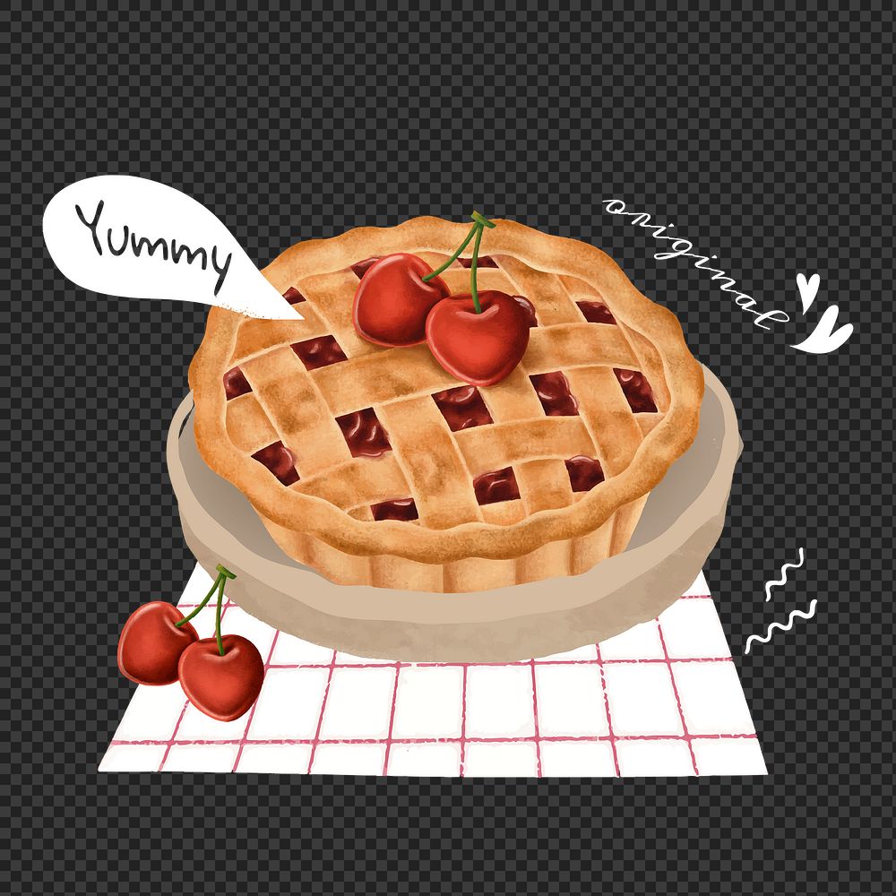 Hand drawn cherry pie vector | Premium PNG Illustration - rawpixel