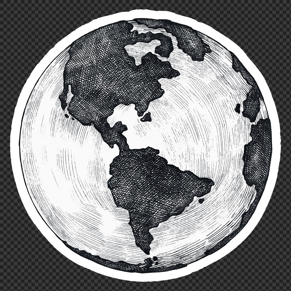Png globe sticker black and | Free PNG Sticker - rawpixel