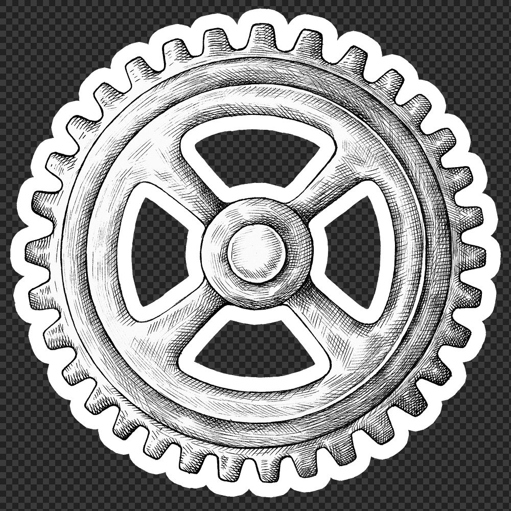 Png gear drawing cartoon sticker | Free PNG Sticker - rawpixel