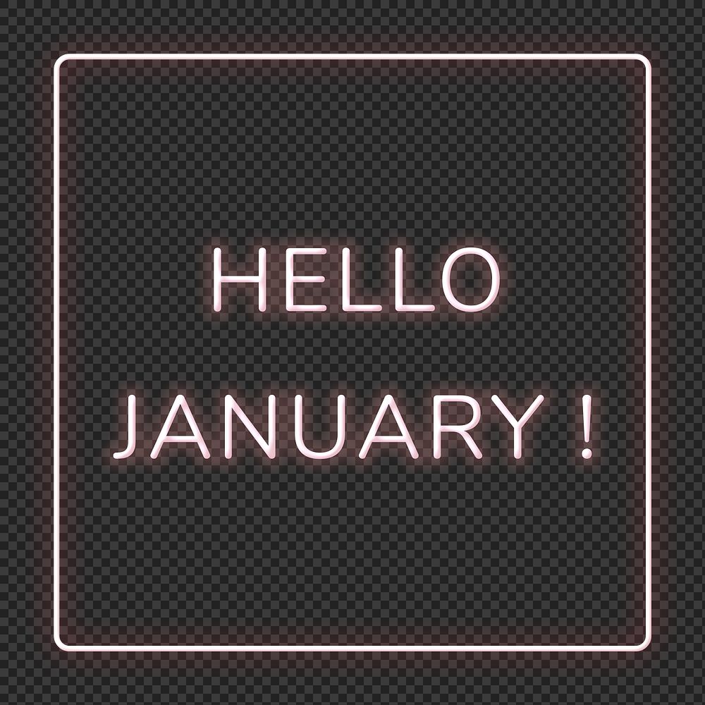 Neon frame Hello January! png | Free PNG - rawpixel
