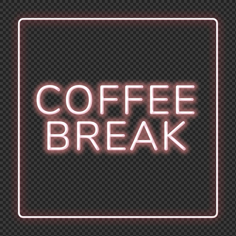 Pink neon coffee break png | Free PNG - rawpixel