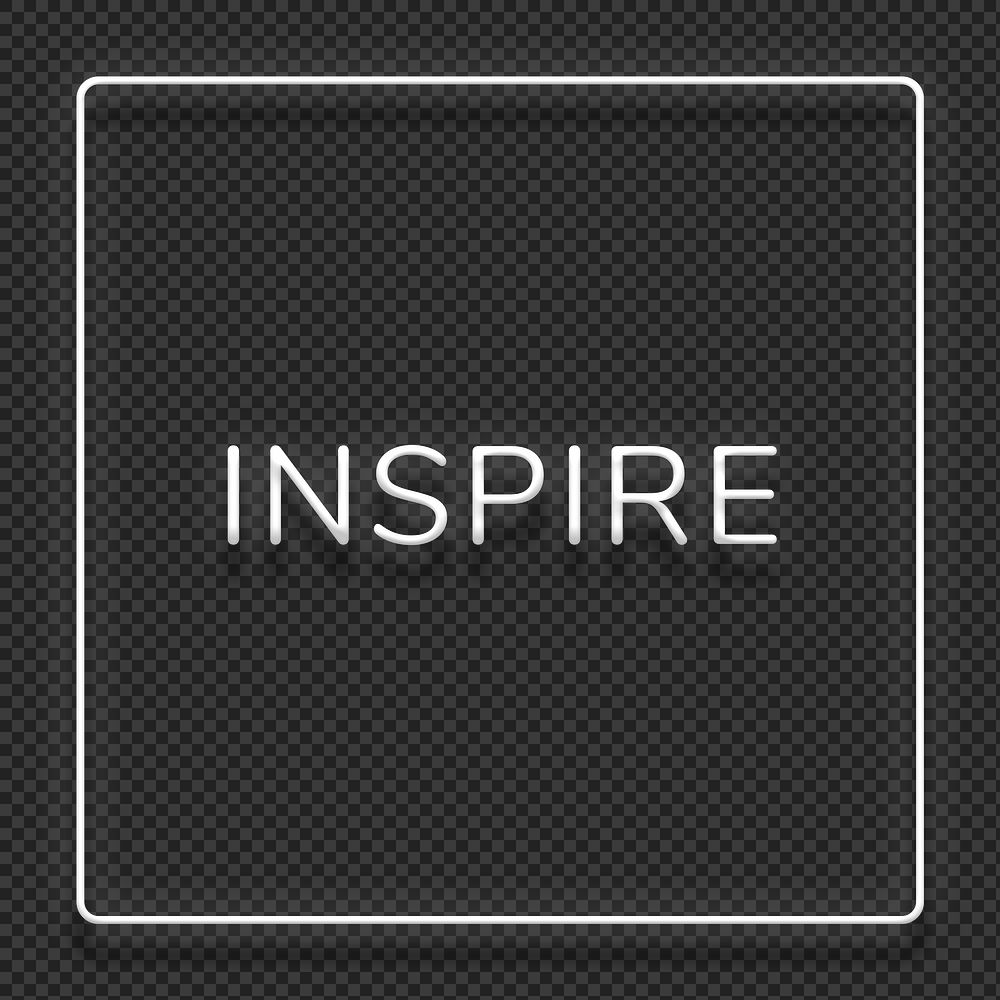 White neon word INSPIRE typography | Free PNG - rawpixel